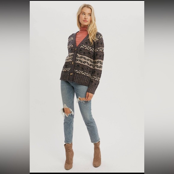 Mystree | Sweaters | Faire Isle Button Down Cardigan Sweater Olive ...